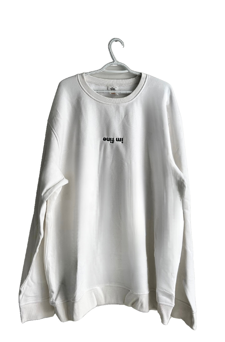 "im fine" embroidered crewneck - white – Jamie Fine Merch